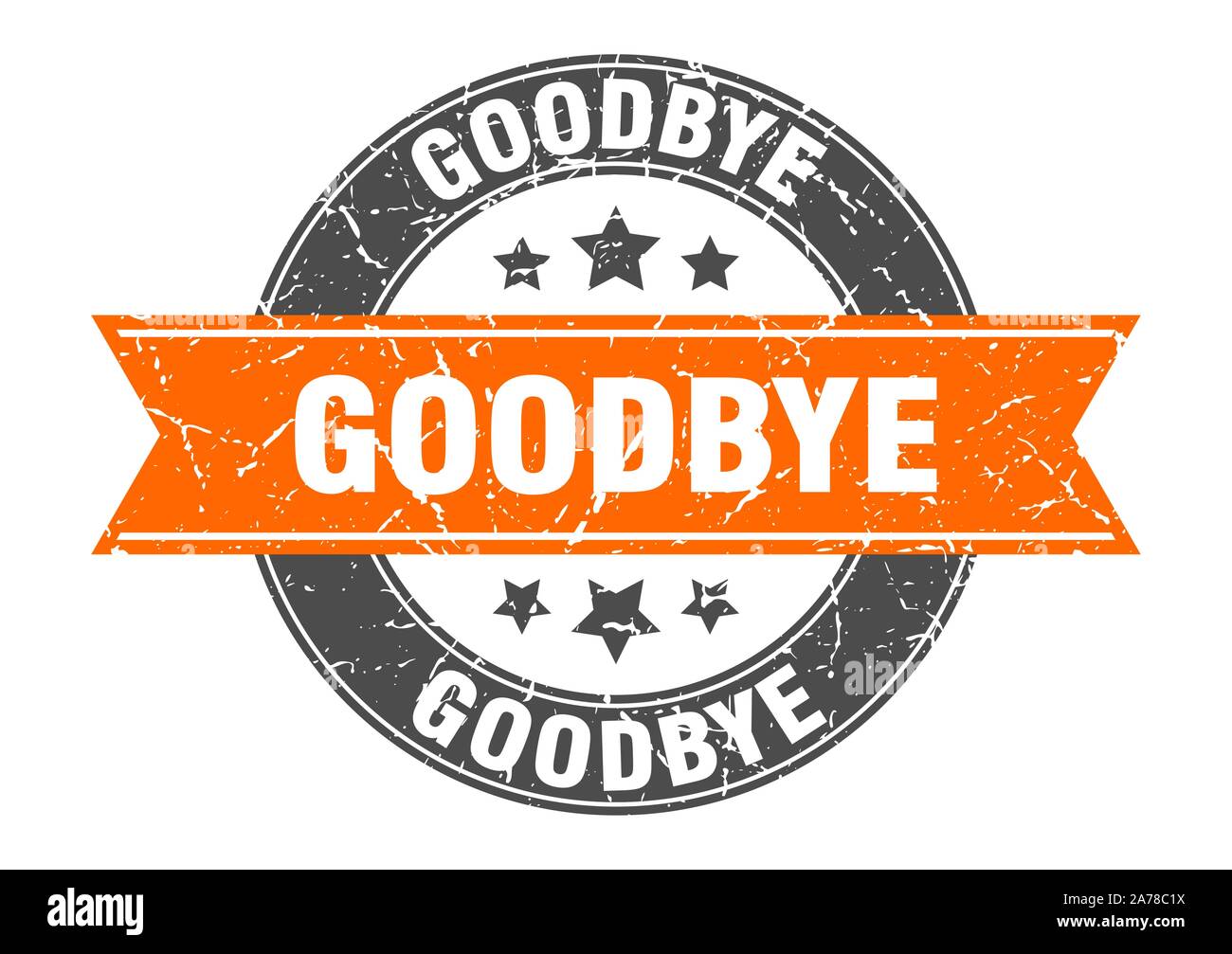 goodbye round stamp with orange ribbon. goodbye Stock Vector Image ...