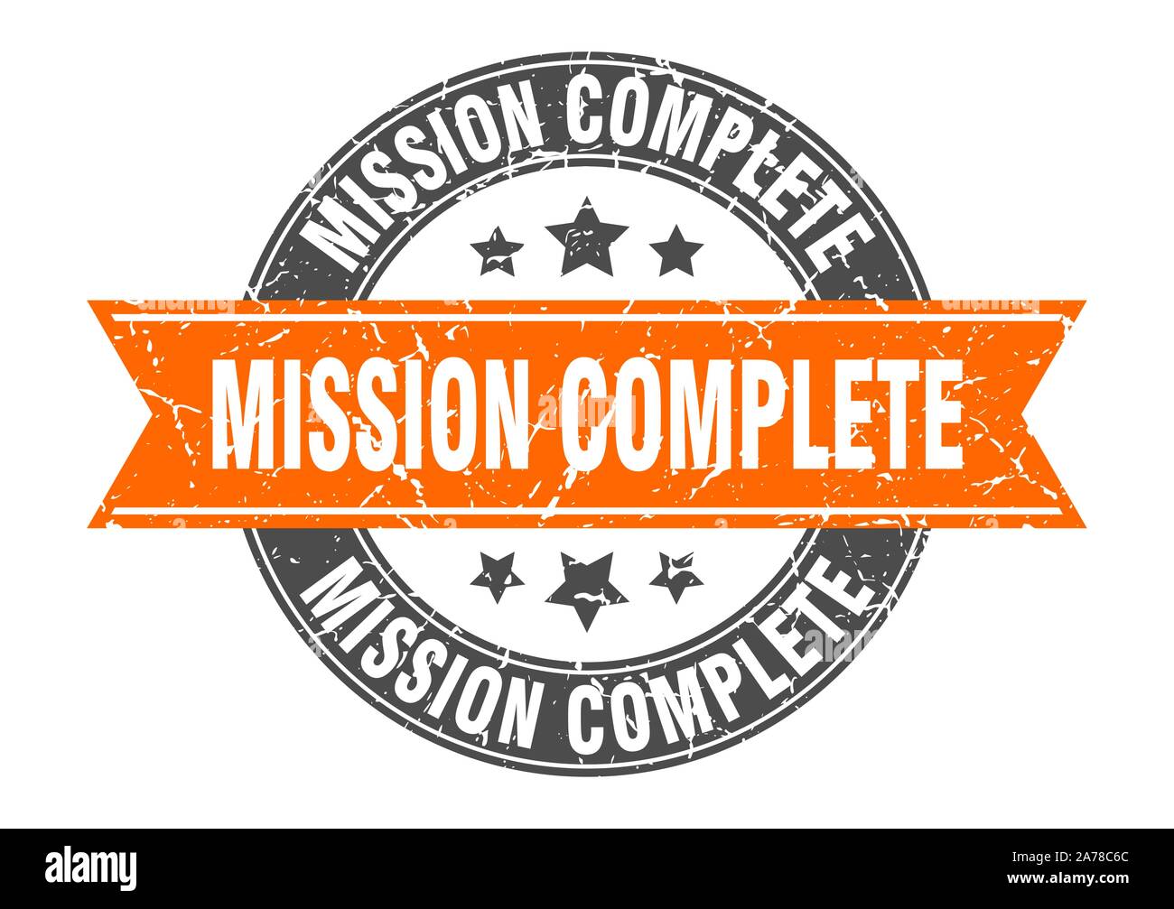 mission complete round stamp with orange ribbon. mission complete Stock ...