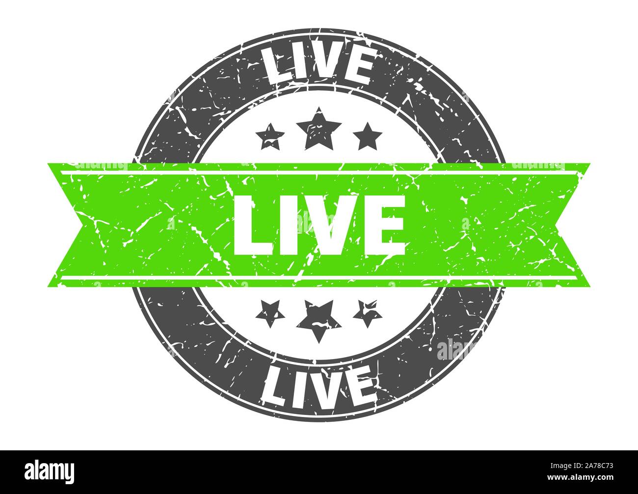 live round stamp with green ribbon. live Stock Vector Image & Art - Alamy