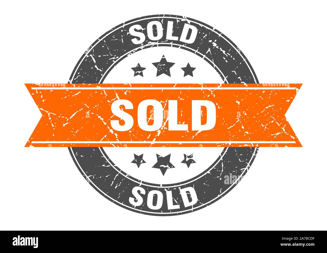 sold round stamp with orange ribbon. sold Stock Vector Image & Art - Alamy