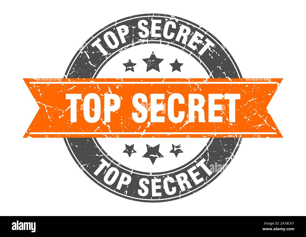 top secret round stamp with orange ribbon. top secret Stock Vector ...