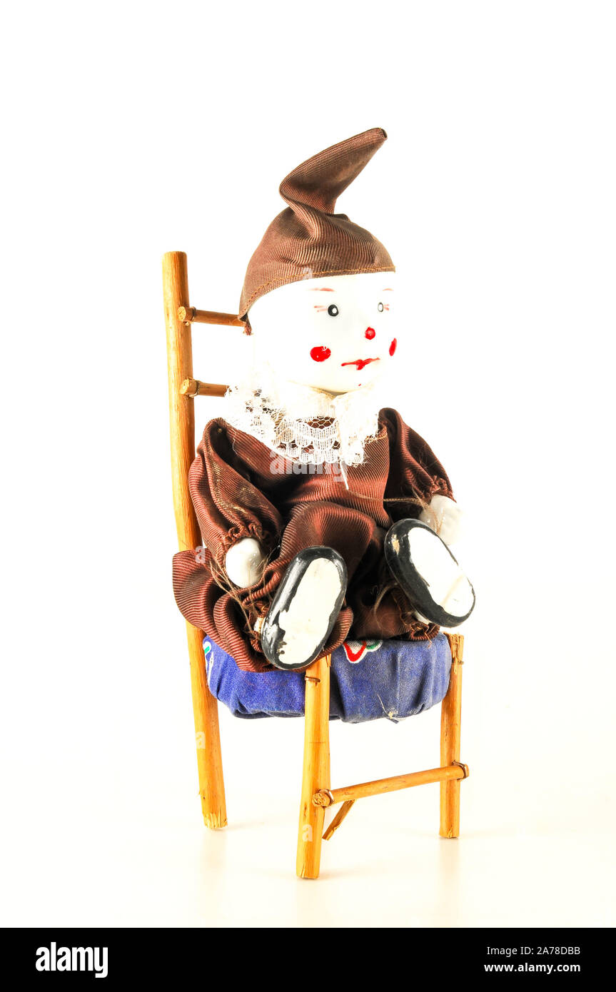Photo of Pierrot toy doll on white background Stock Photo - Alamy