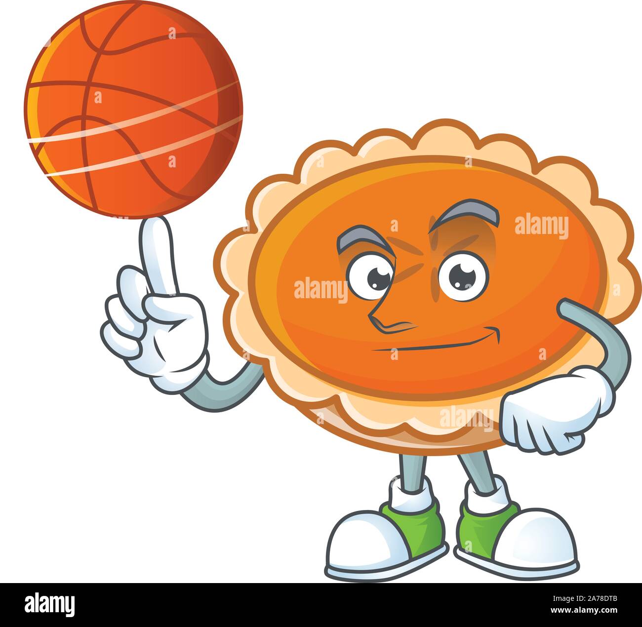 pastry orange pie character mascot with holding basketball Stock Vector ...
