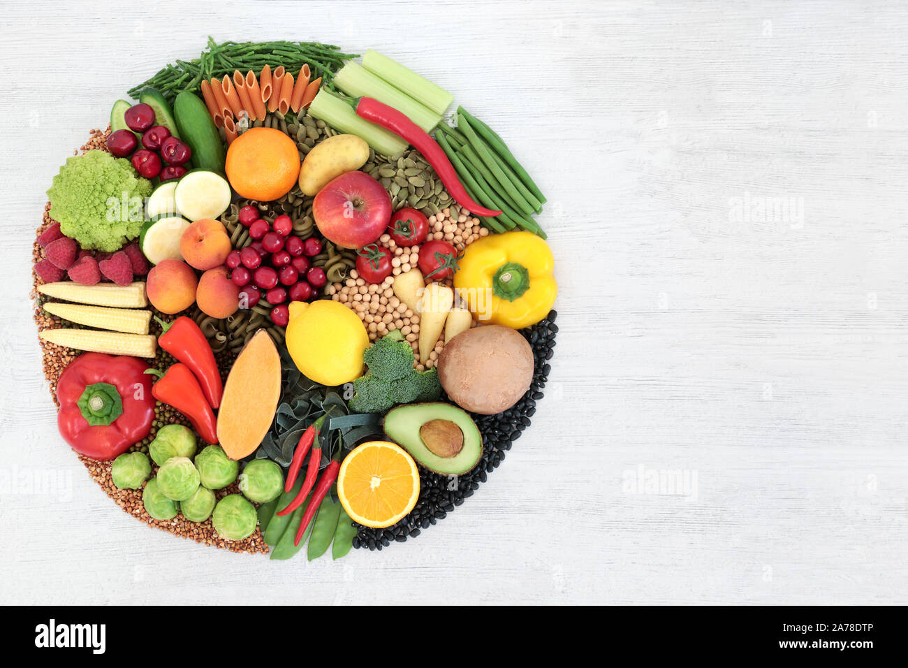 Vegan plant based food for a healthy planet concept with foods high in ...