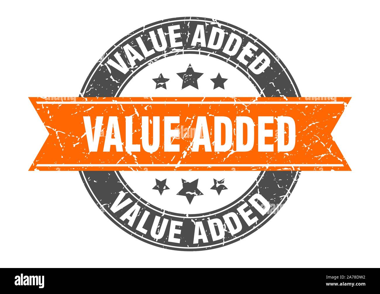 value added round stamp with orange ribbon. value added Stock Vector ...
