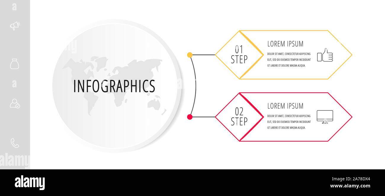 Vector infographic flat template. Circle with 2 rhombus and label. Used ...