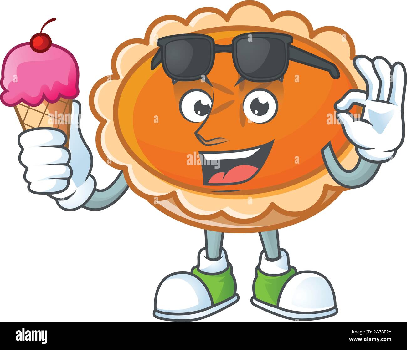 orange pie cartoon with ice cream mascot design Stock Vector Image ...