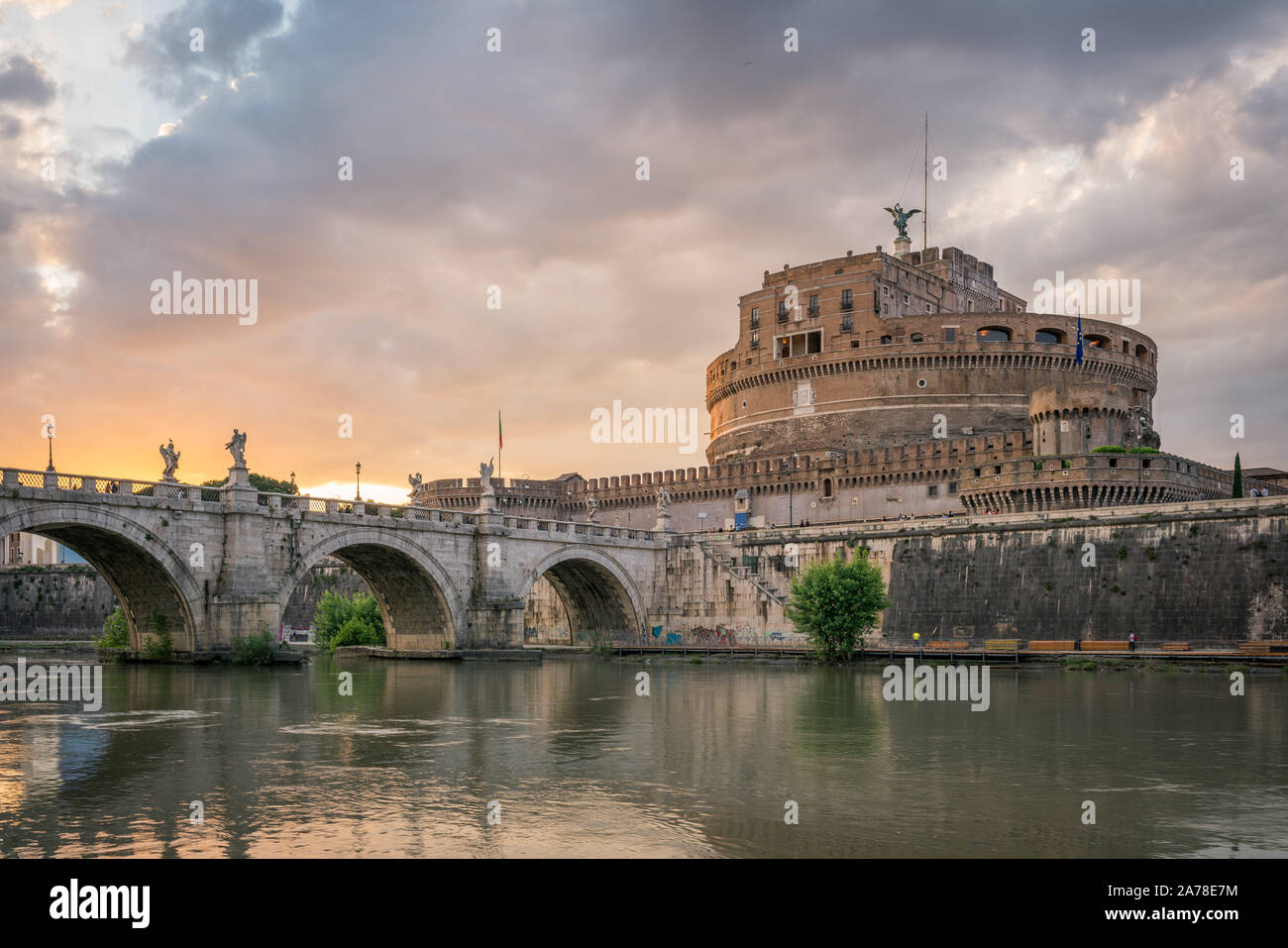 Sunset view of Castel Sant'Angelo, Rome, Italy Stock Photo - Alamy