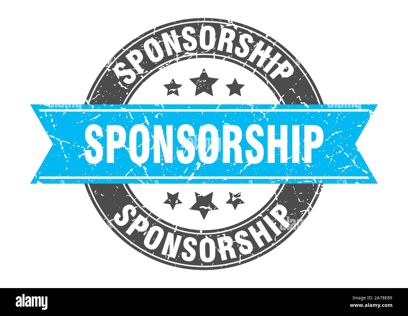 sponsorship round stamp with turquoise ribbon. sponsorship Stock Vector ...