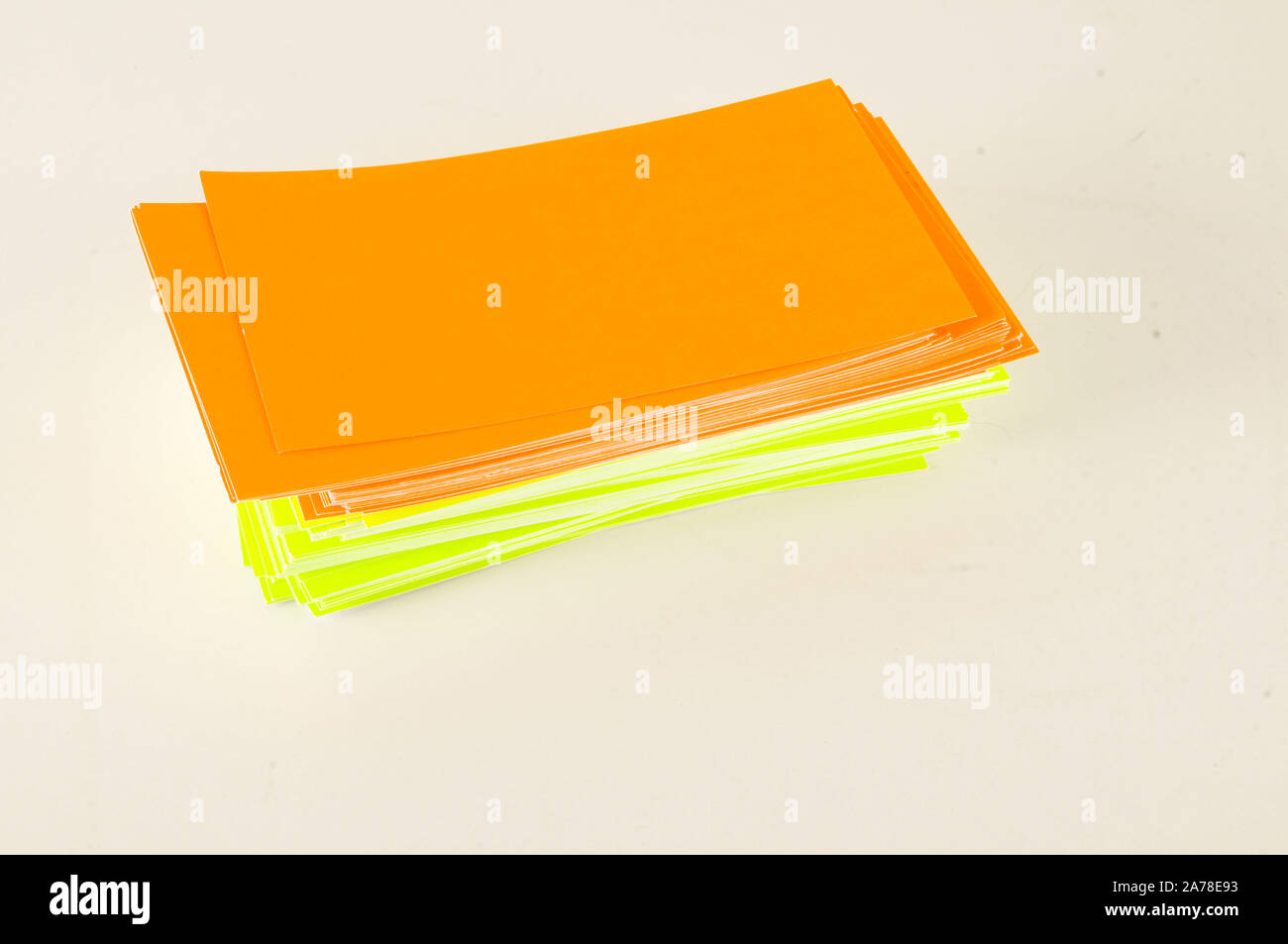 collection of various colored note papers on white background Stock ...