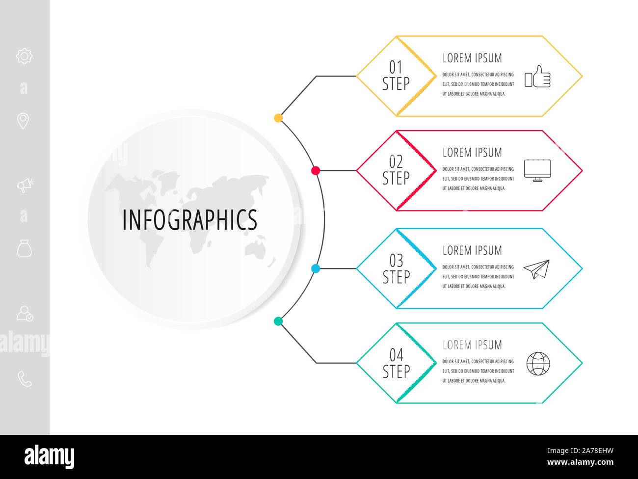 Vector infographic flat template. Circle with 4 rhombus and label. Used ...