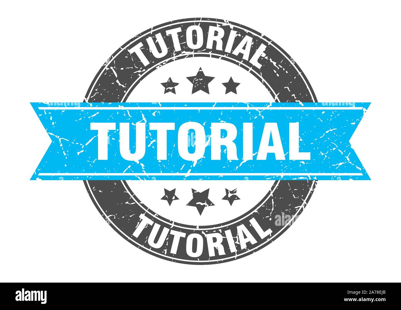 tutorial round stamp with turquoise ribbon. tutorial Stock Vector Image & Art - Alamy