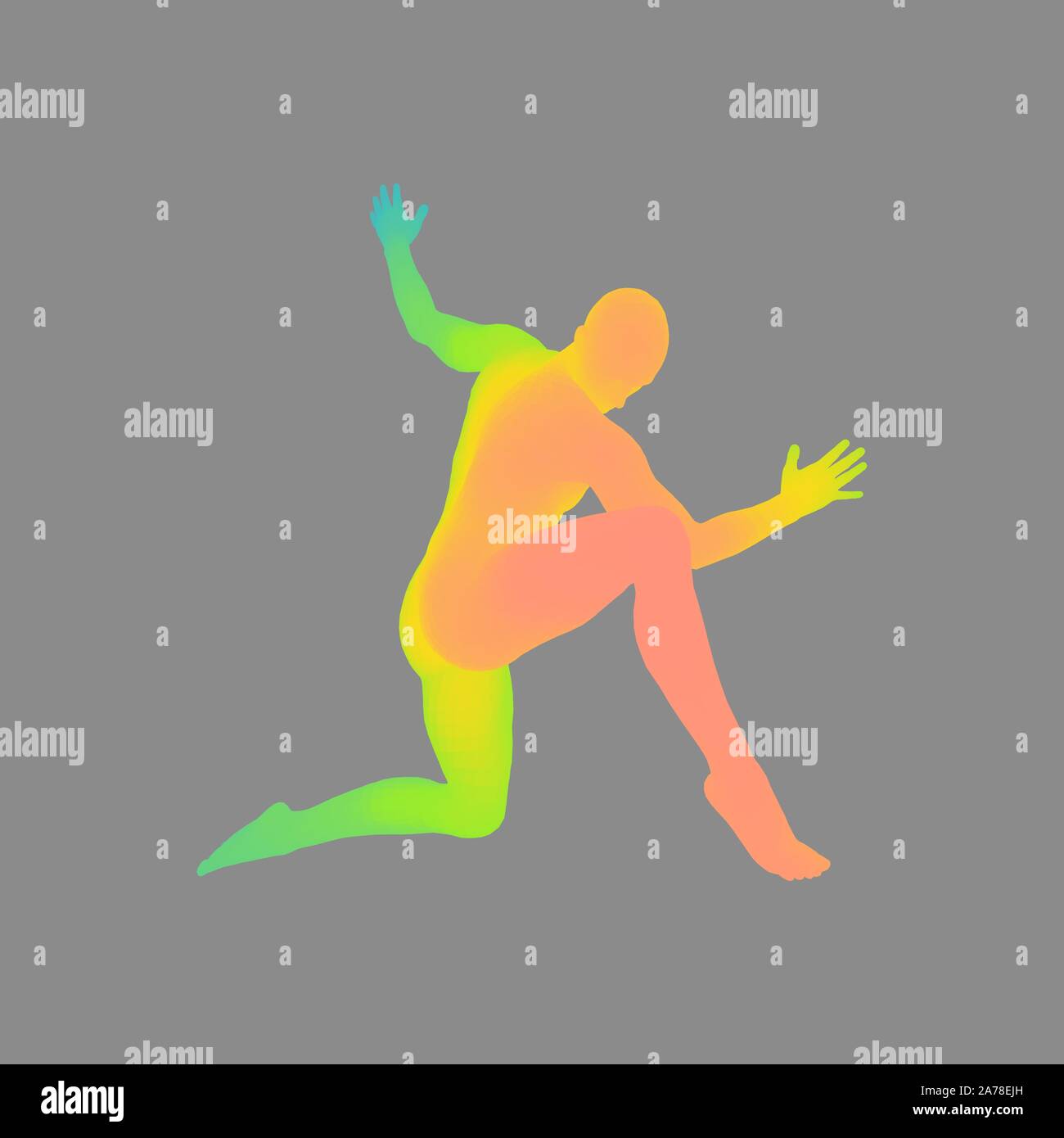 The dancer performs a dance on his knees. Silhouette of a Dancer. 3D ...