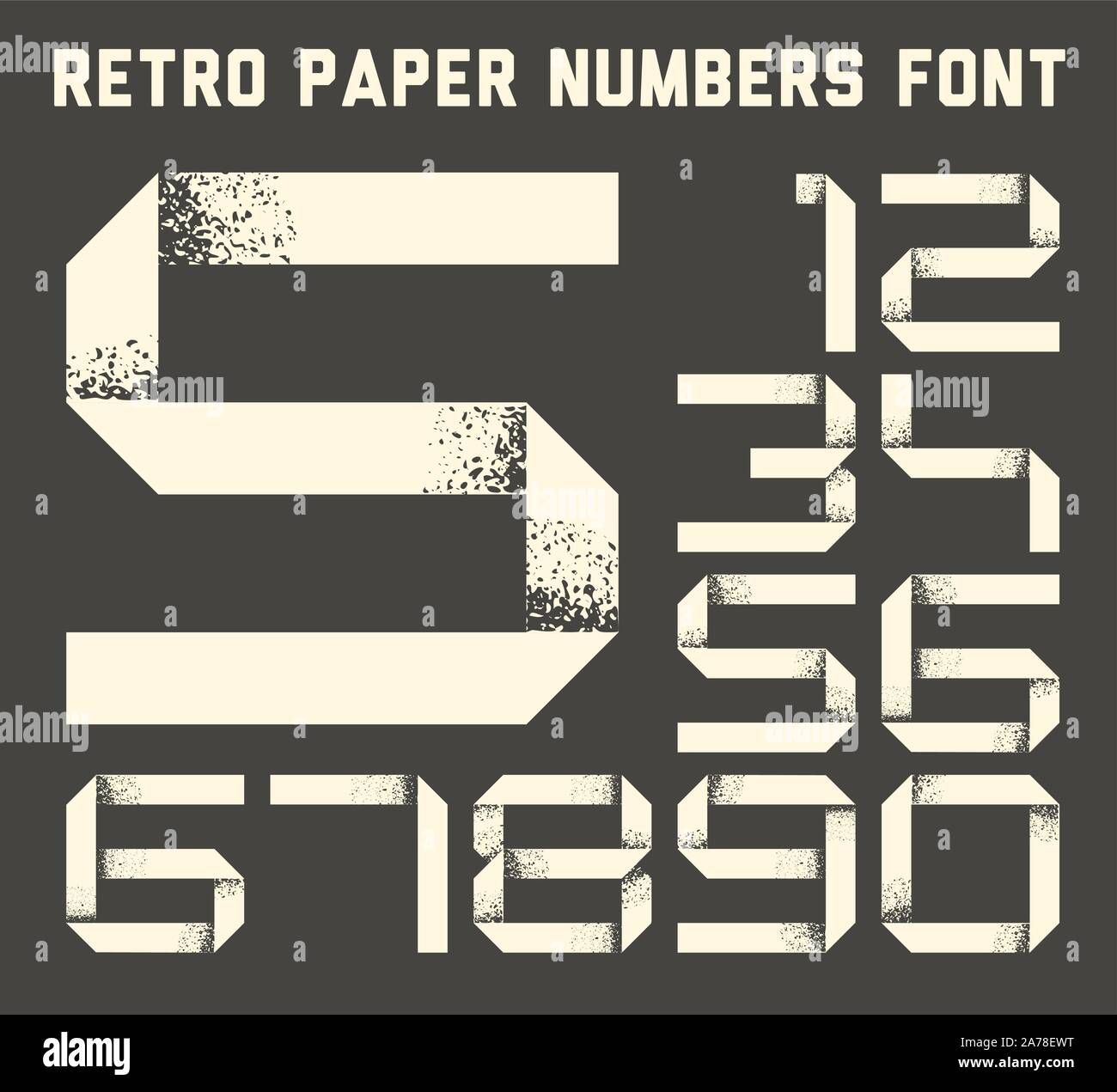 Numbers font made from white grunge paper stripe Stock Vector Image ...