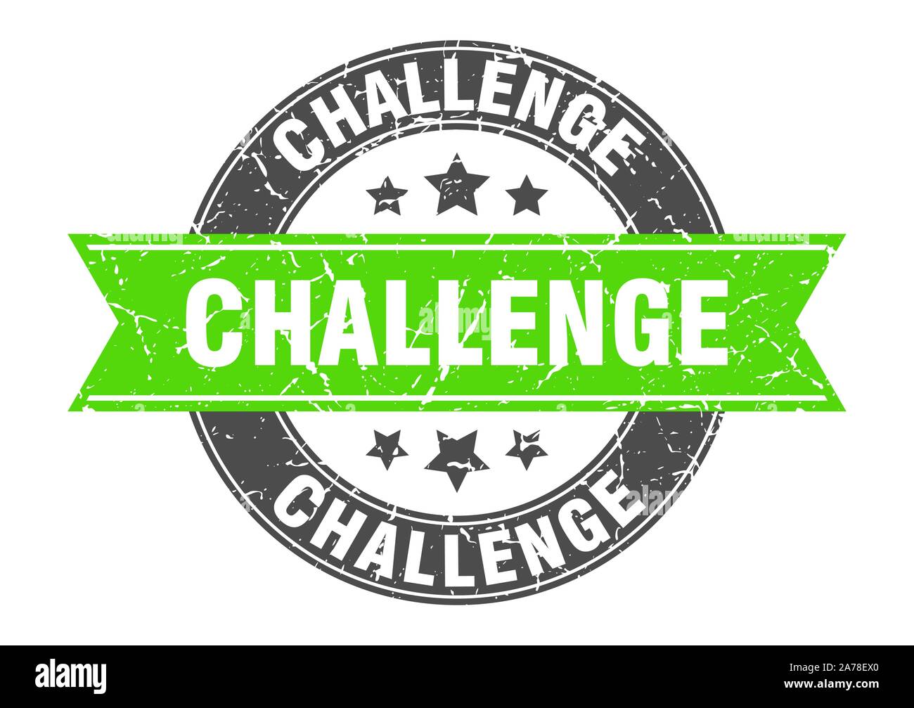 challenge round stamp with green ribbon. challenge Stock Vector Image ...