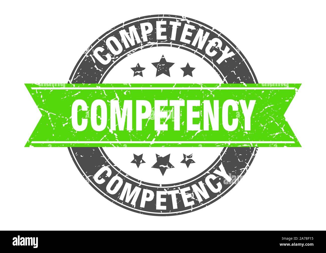 competency round stamp with green ribbon. competency Stock Vector Image ...