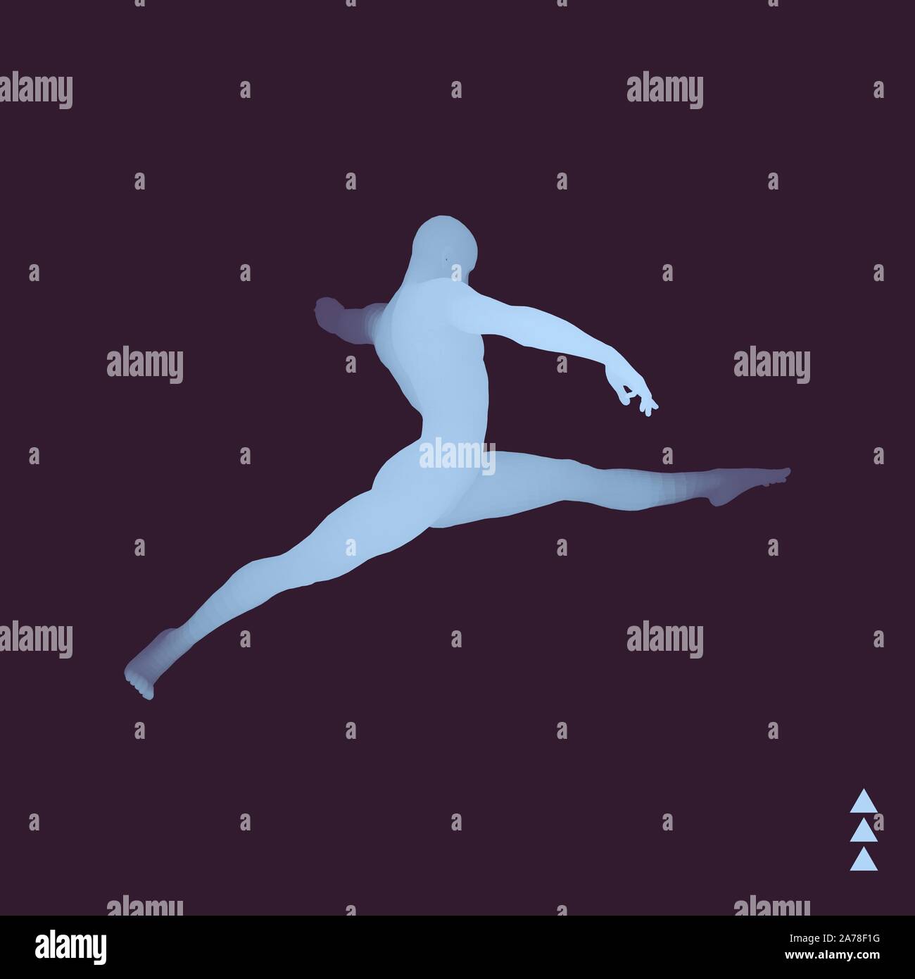 Jumping Man. Gymnast. 3D human body model. Gymnastics activities for ...