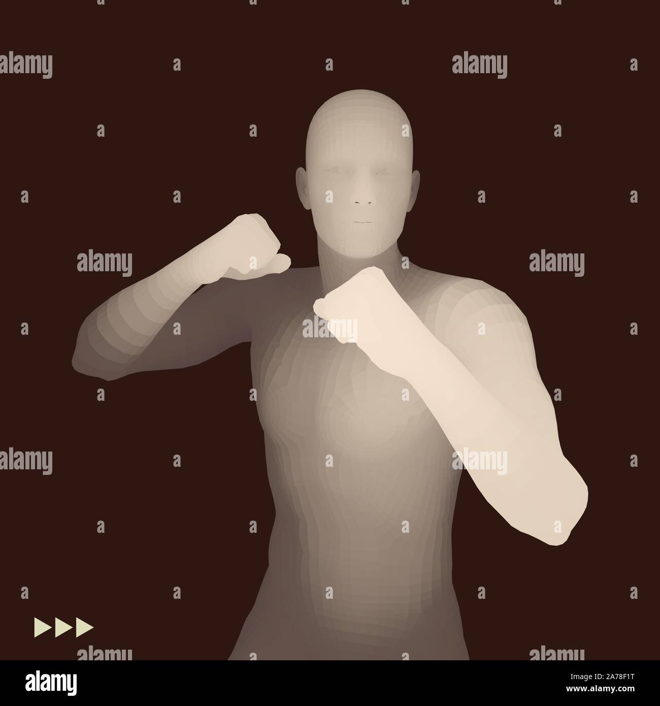 Boxer. 3D Model of Man. Human Body. Sport Symbol. Design Element ...