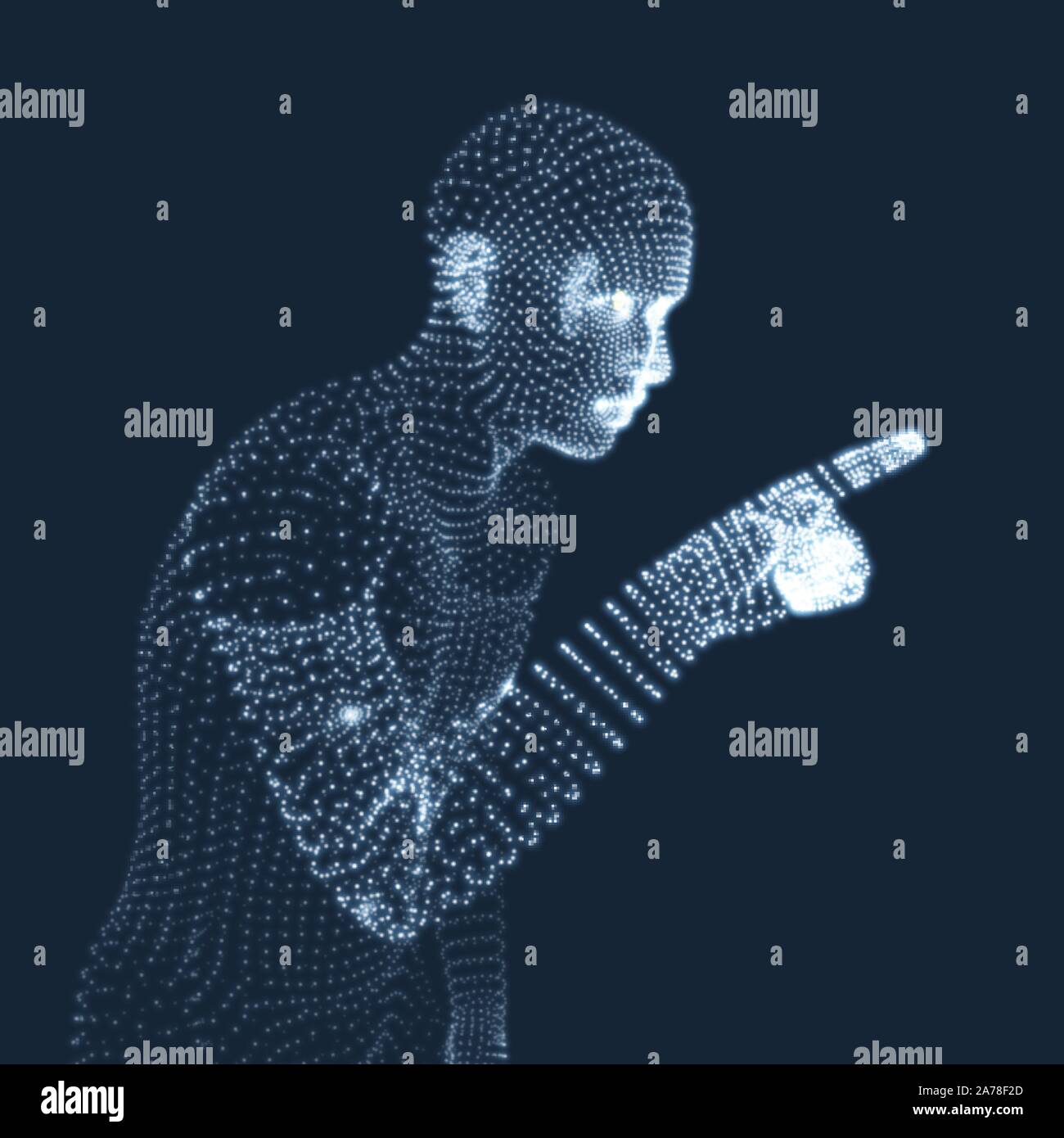 Man Pointing his Finger. 3D Model of Man. Geometric Design. Vector ...