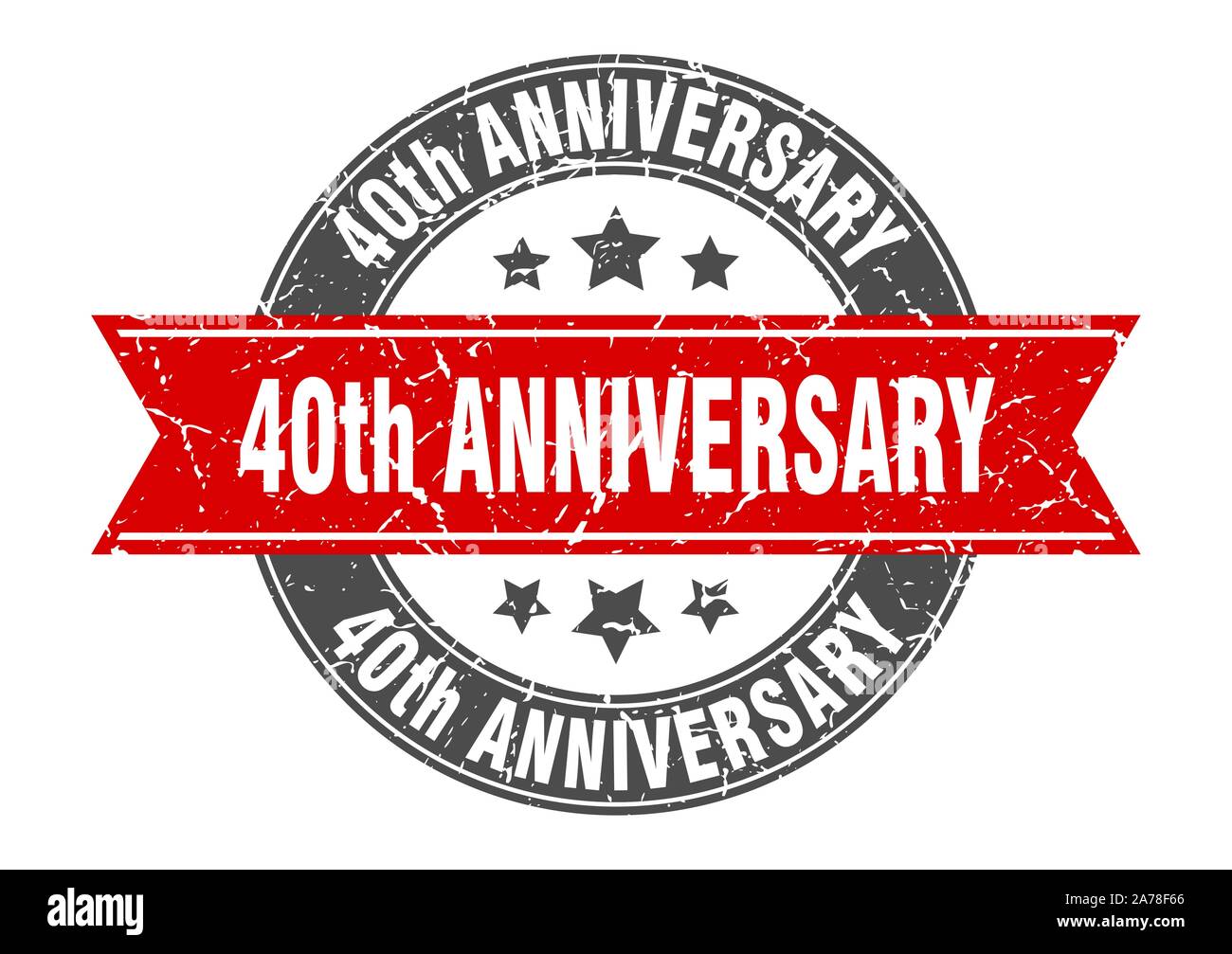 40th anniversary round stamp with red ribbon. 40th anniversary Stock ...