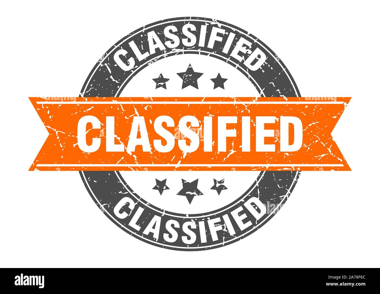classified round stamp with orange ribbon. classified Stock Vector ...