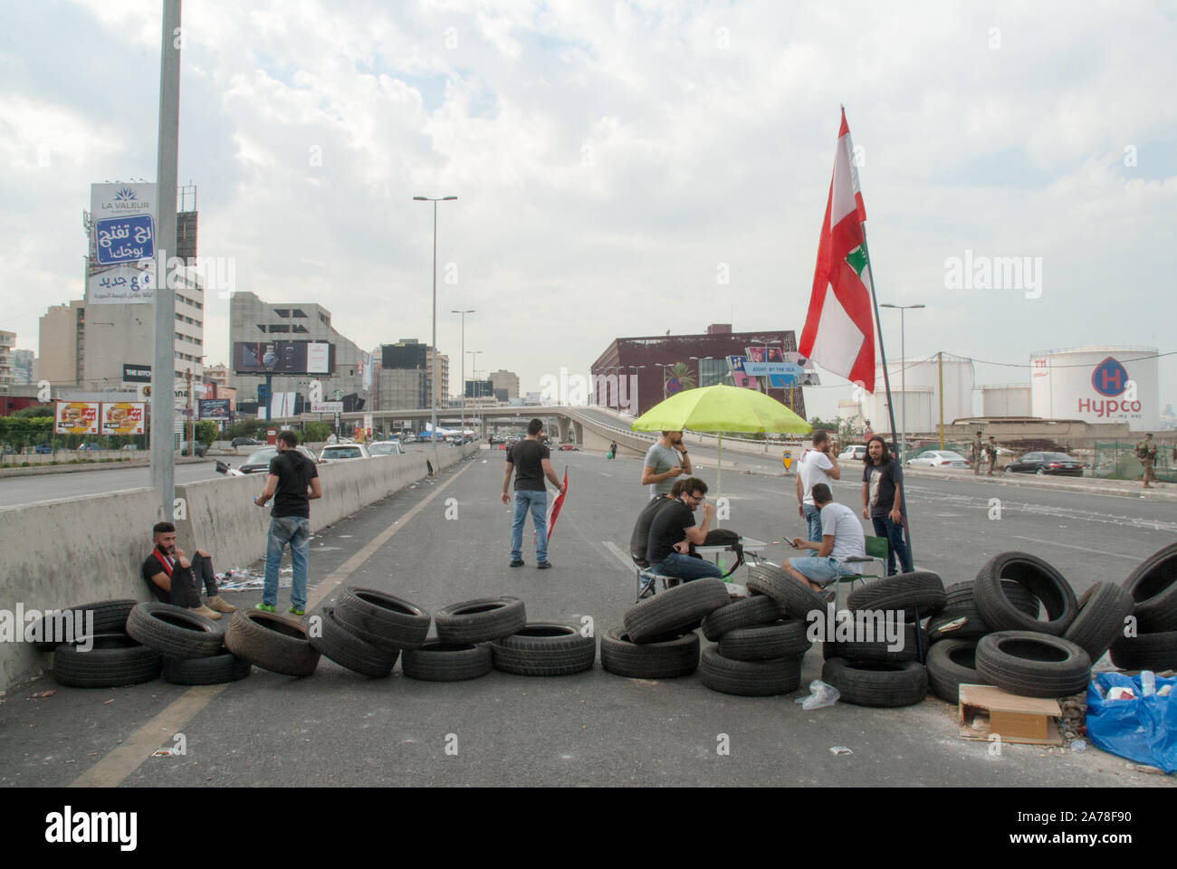 Bandits block circulation on highways north Beirut Lebanon Stock Photo ...