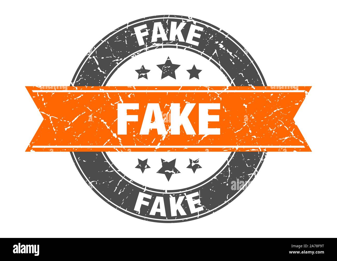 fake round stamp with orange ribbon. fake Stock Vector Image & Art - Alamy