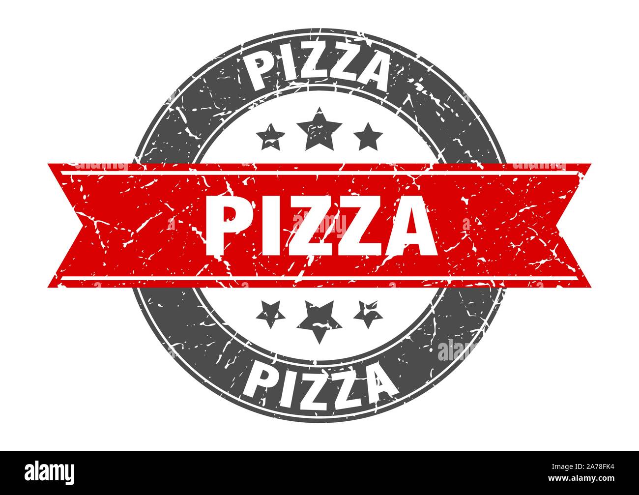 pizza round stamp with red ribbon. pizza Stock Vector Image & Art - Alamy