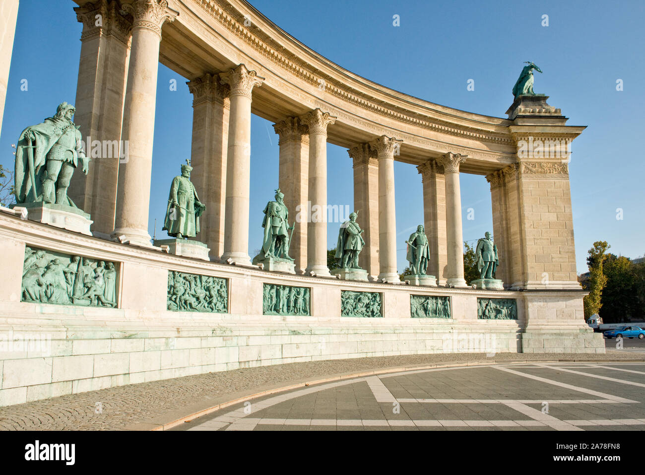Bronze figures in Milennium Monument of Heroes' Square (Hősök tere ...