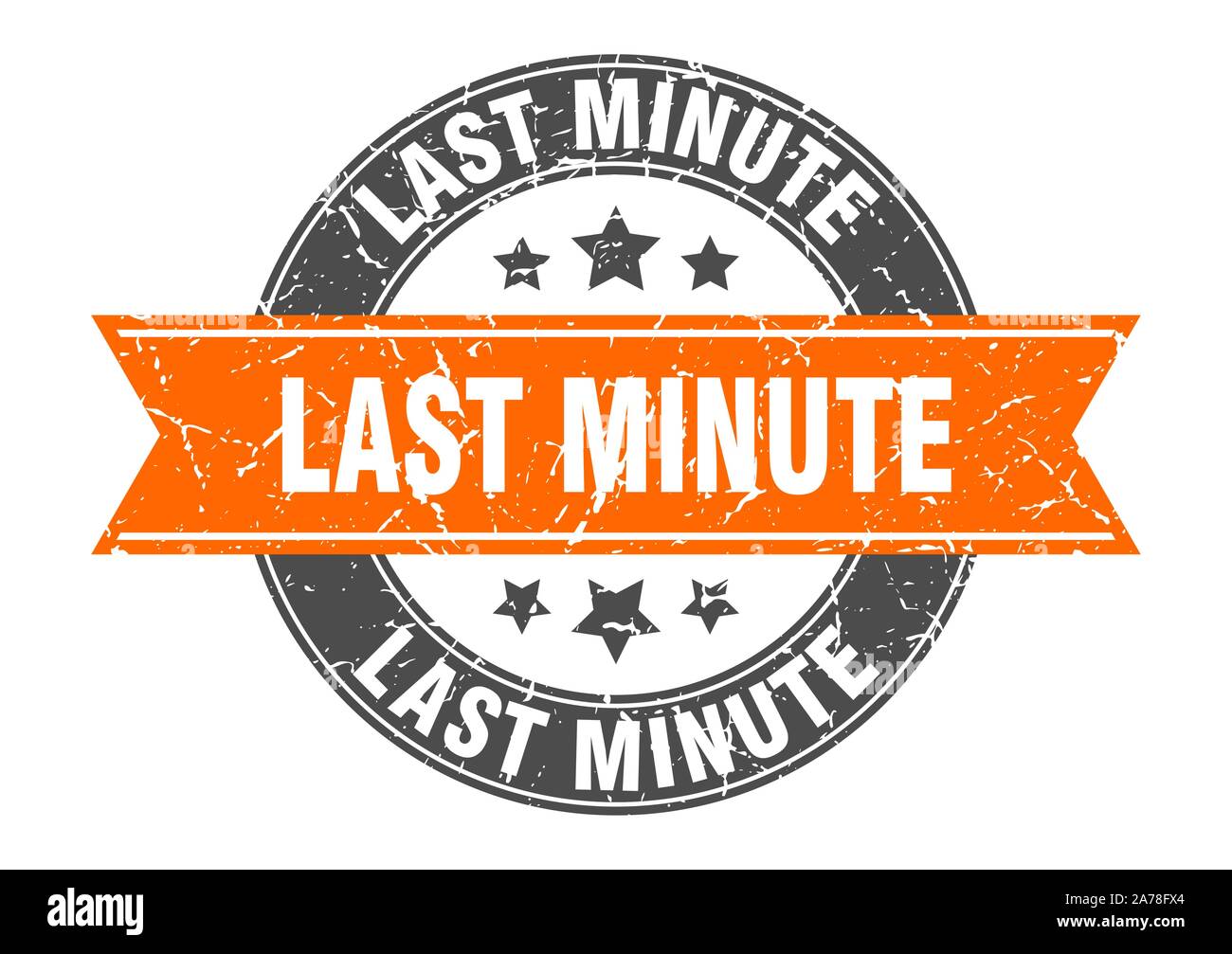 last minute round stamp with orange ribbon. last minute Stock Vector ...