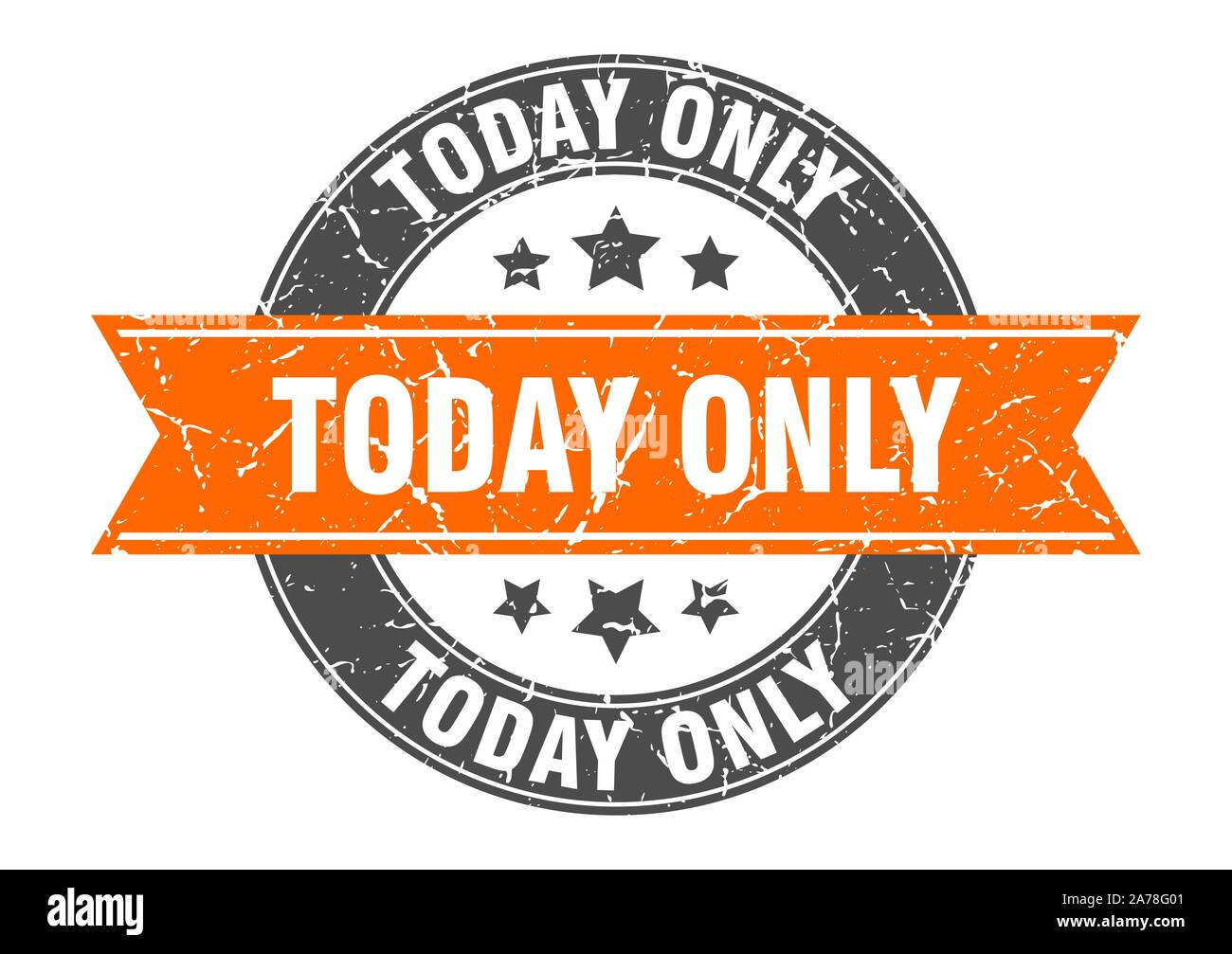 today only round stamp with orange ribbon. today only Stock Vector ...