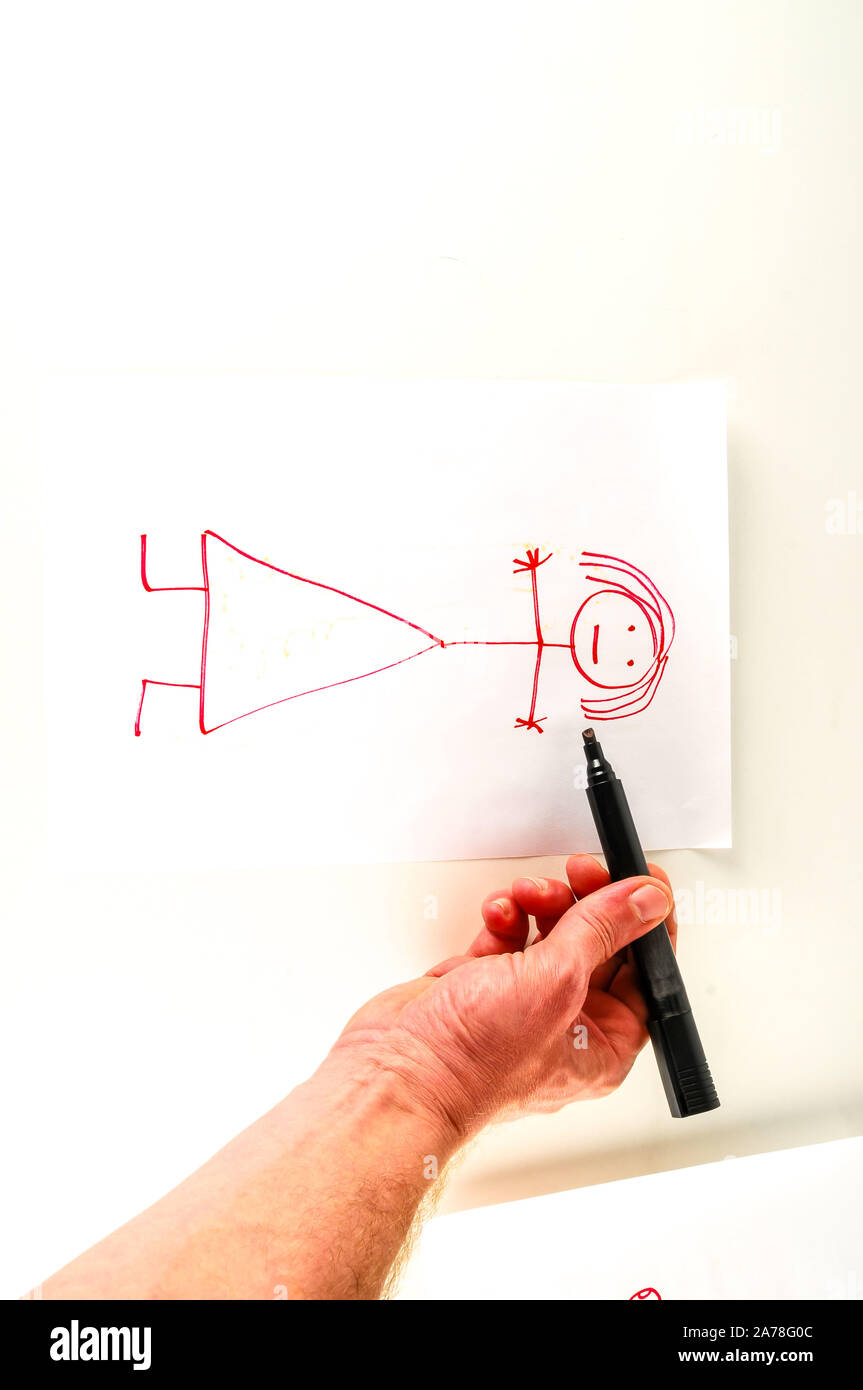 Close-up of sheet with drawing Object on a White Background Stock Photo ...