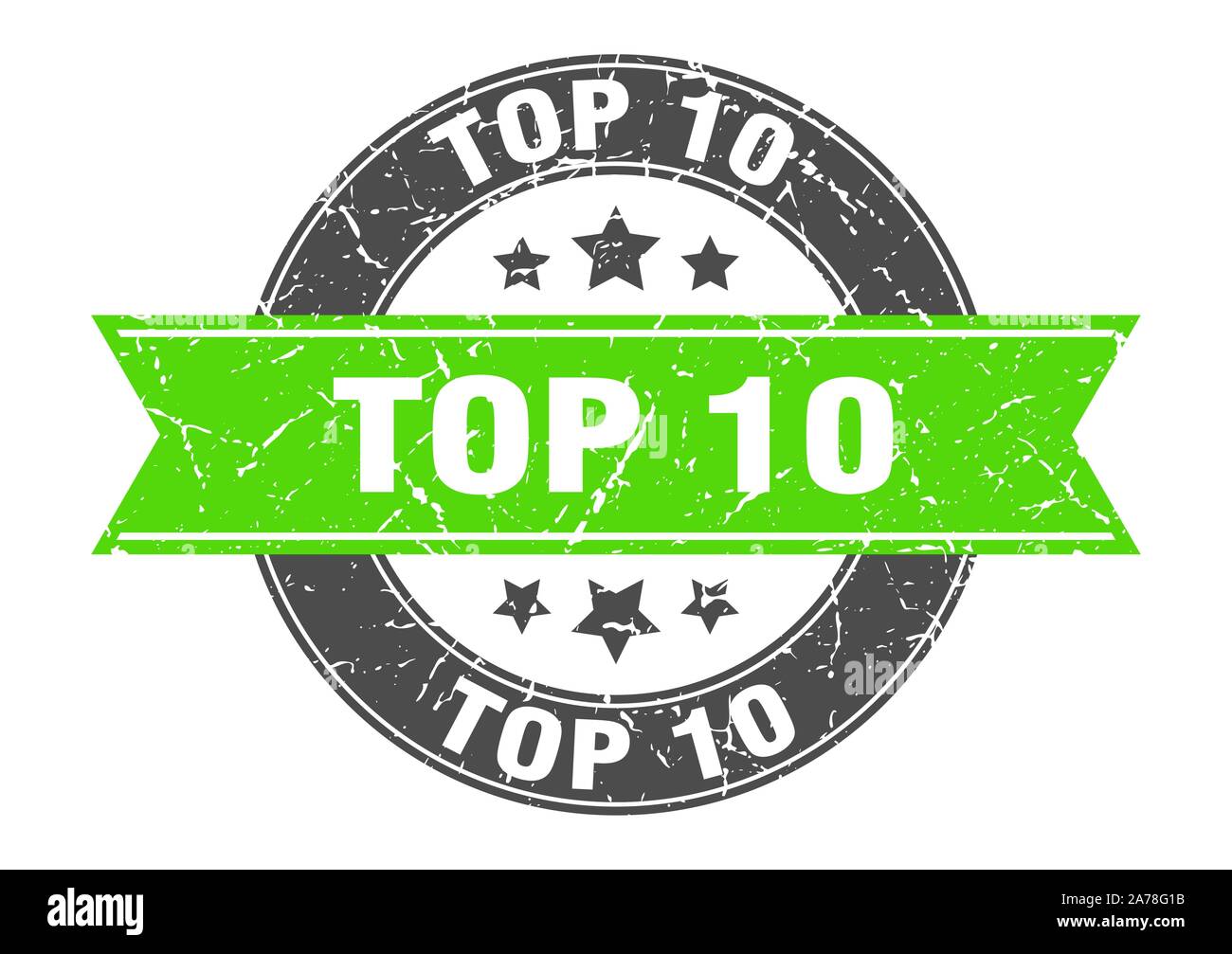 top 10 round stamp with green ribbon. top 10 Stock Vector Image & Art ...