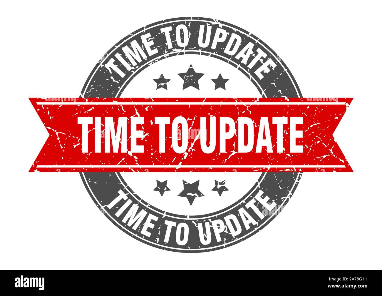 time to update round stamp with red ribbon. time to update Stock Vector ...