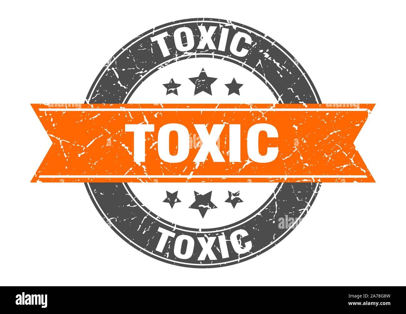 toxic round stamp with orange ribbon. toxic Stock Vector Image & Art ...