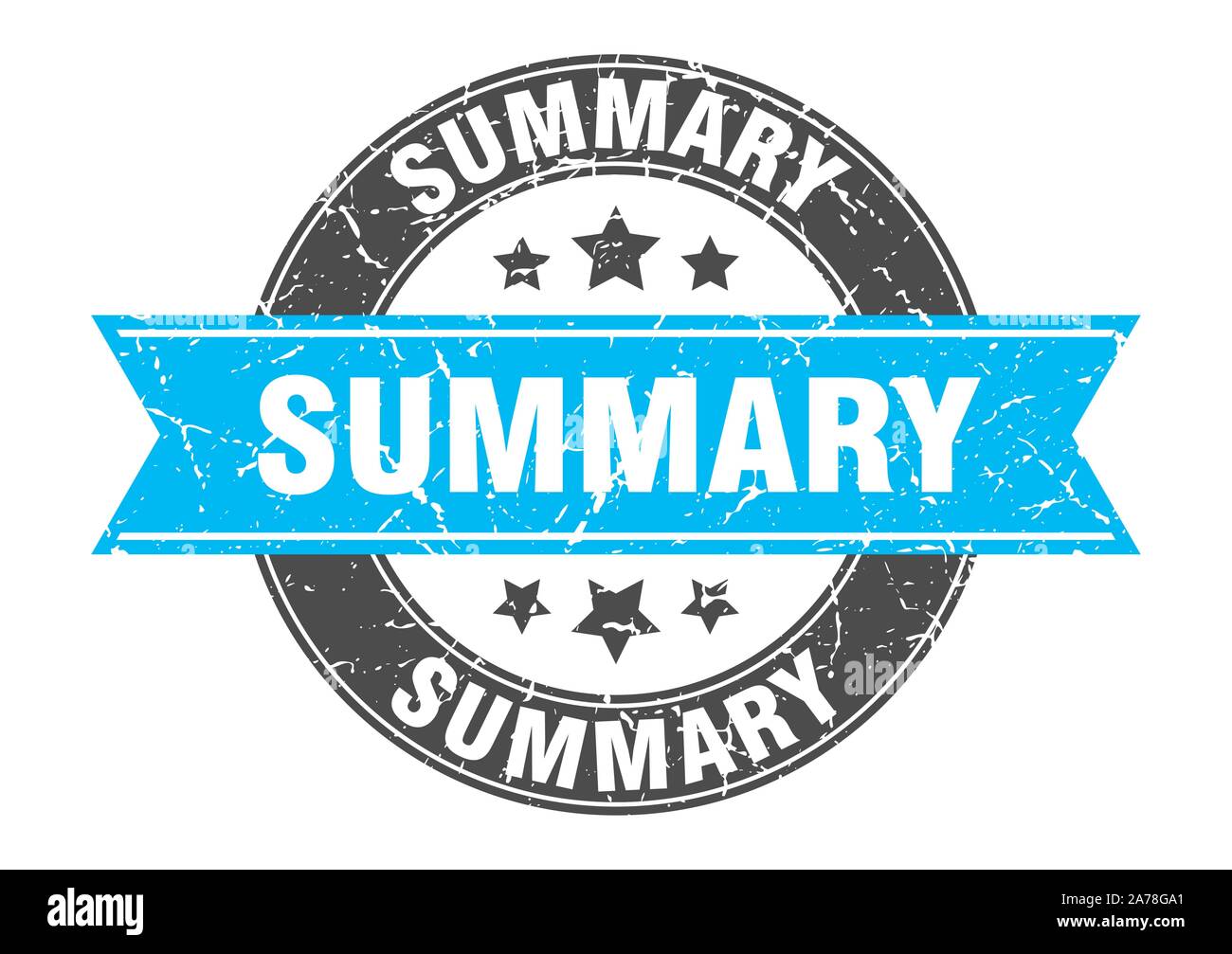 summary round stamp with turquoise ribbon. summary Stock Vector Image ...