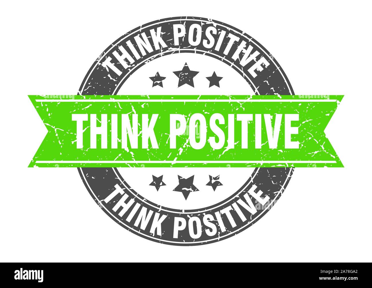 think positive round stamp with green ribbon. think positive Stock ...