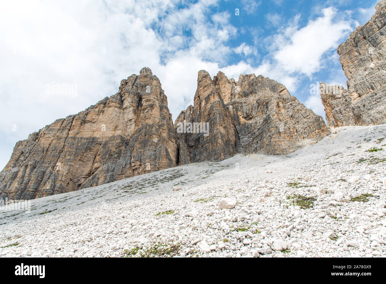 Dolomites, Italy - July, 2019: Amazing panoramic view from Tre Cime ...