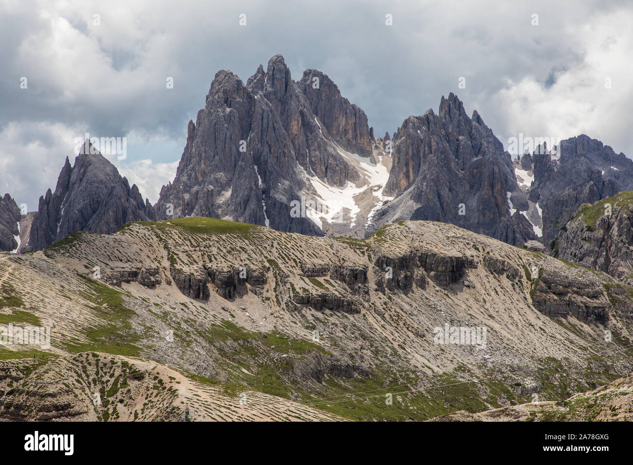 Dolomites, Italy - July, 2019: Amazing panoramic view from Tre Cime ...