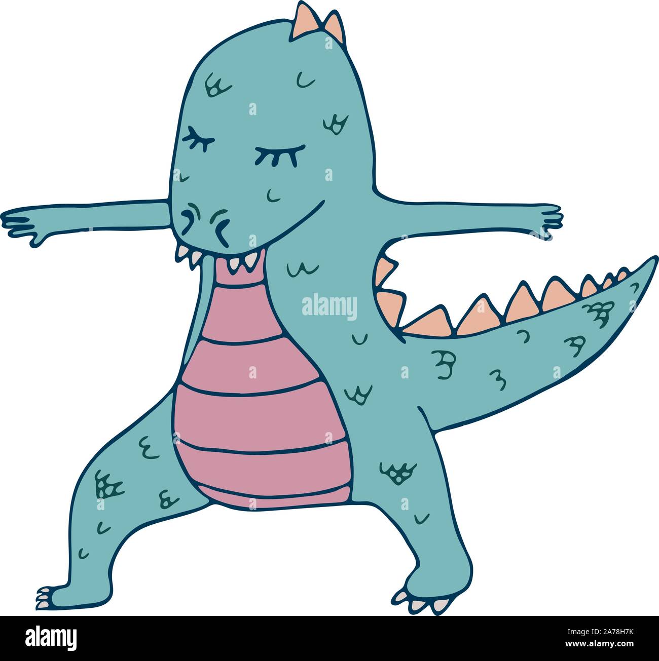 Dinosaur in yoga asanas, hand drawn vector illustration Stock Vector ...