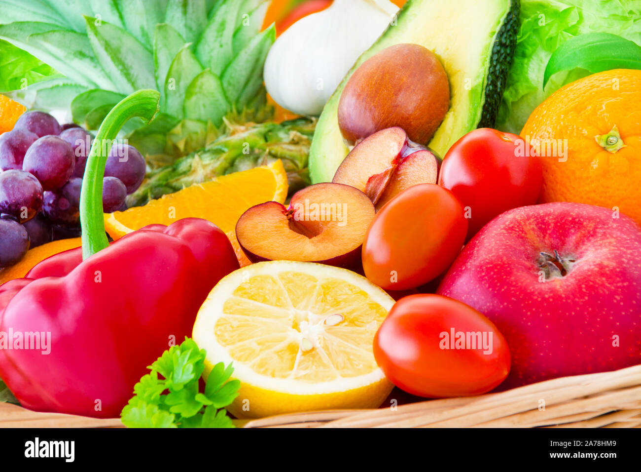 Fruit and vegetables in close-up as background Stock Photo - Alamy