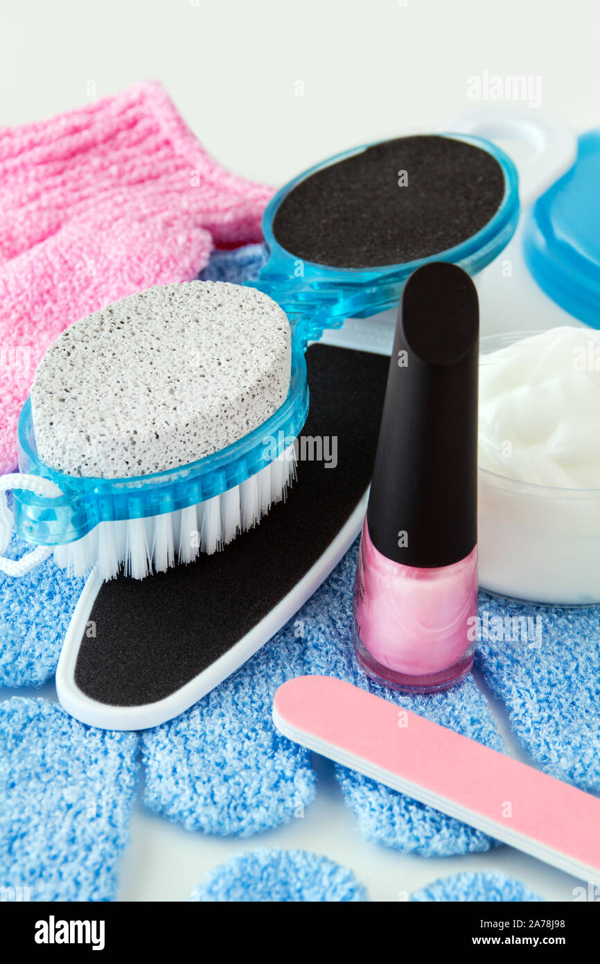 Foot care and cosmetics Stock Photo - Alamy