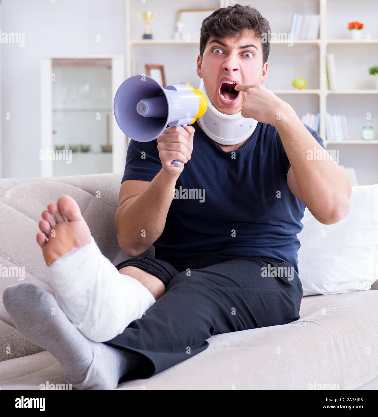 Man injured in car crash recovering at home from whiplash injury and ...
