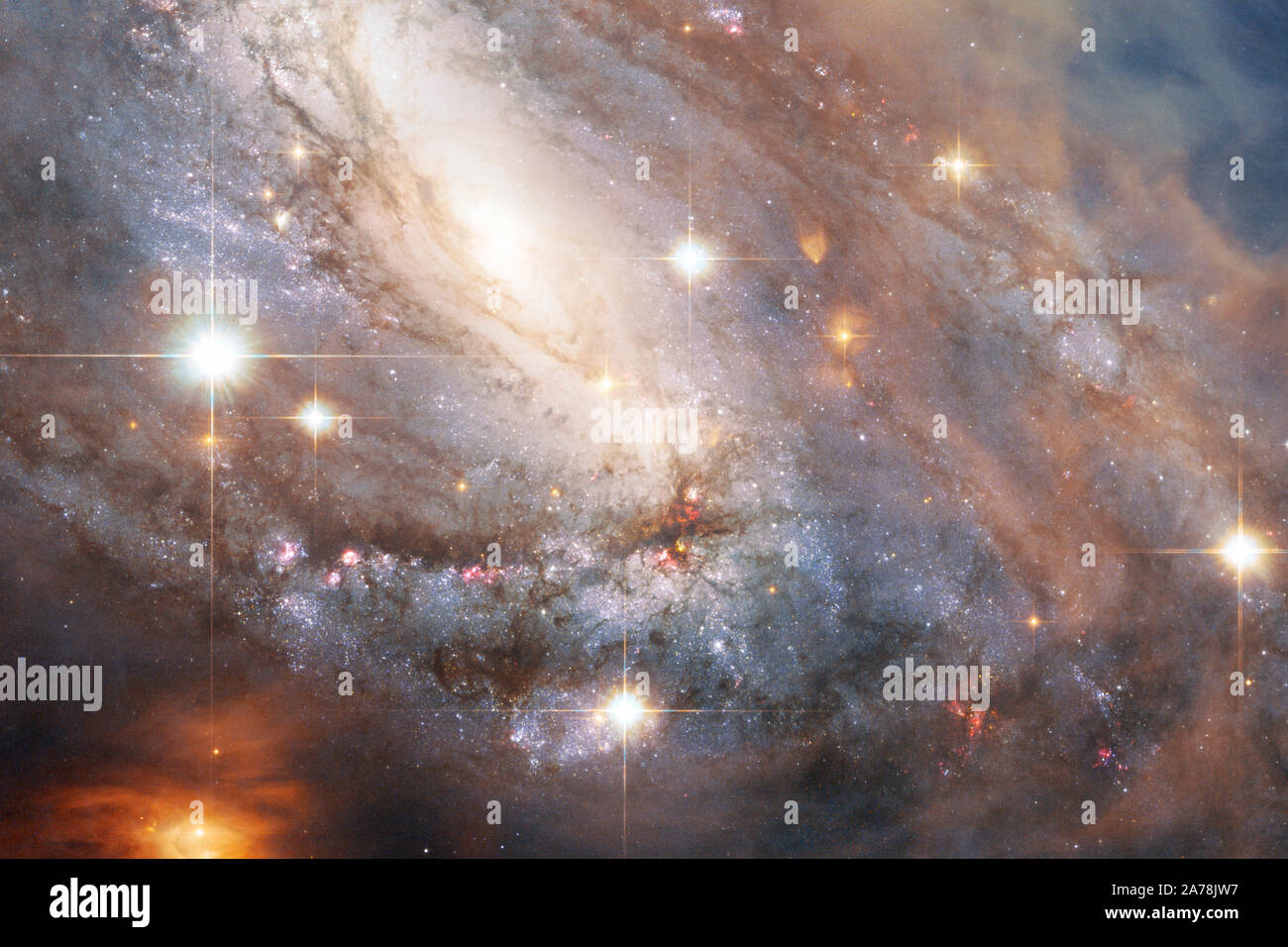 Universe scene with planets, stars and galaxies in outer space ...