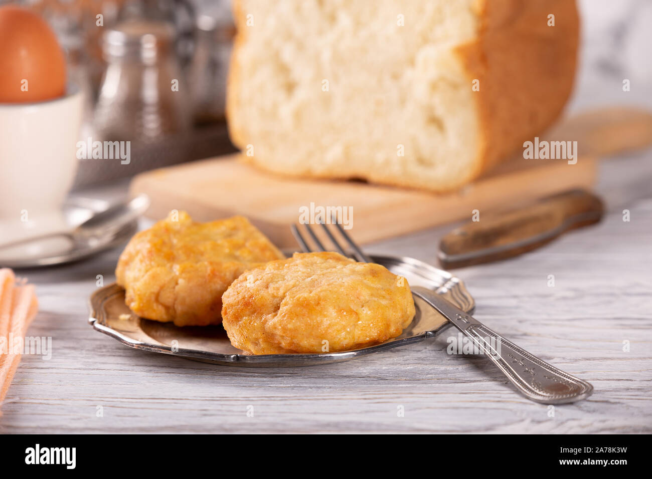 Chicken mince cutlet on the kitchen table Stock Photo - Alamy