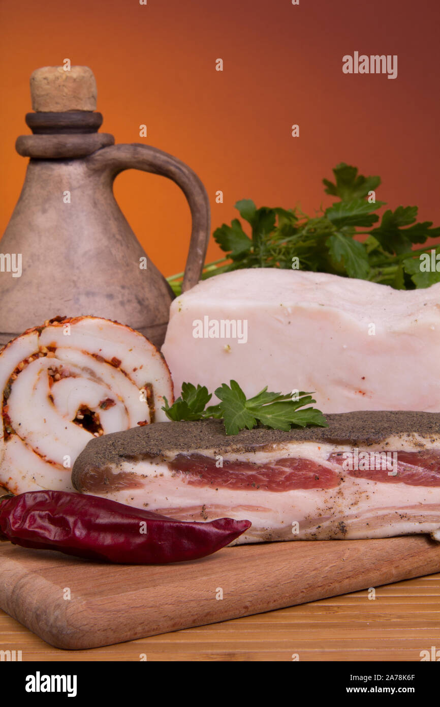 Still life from a different meal on a cook-table Stock Photo - Alamy