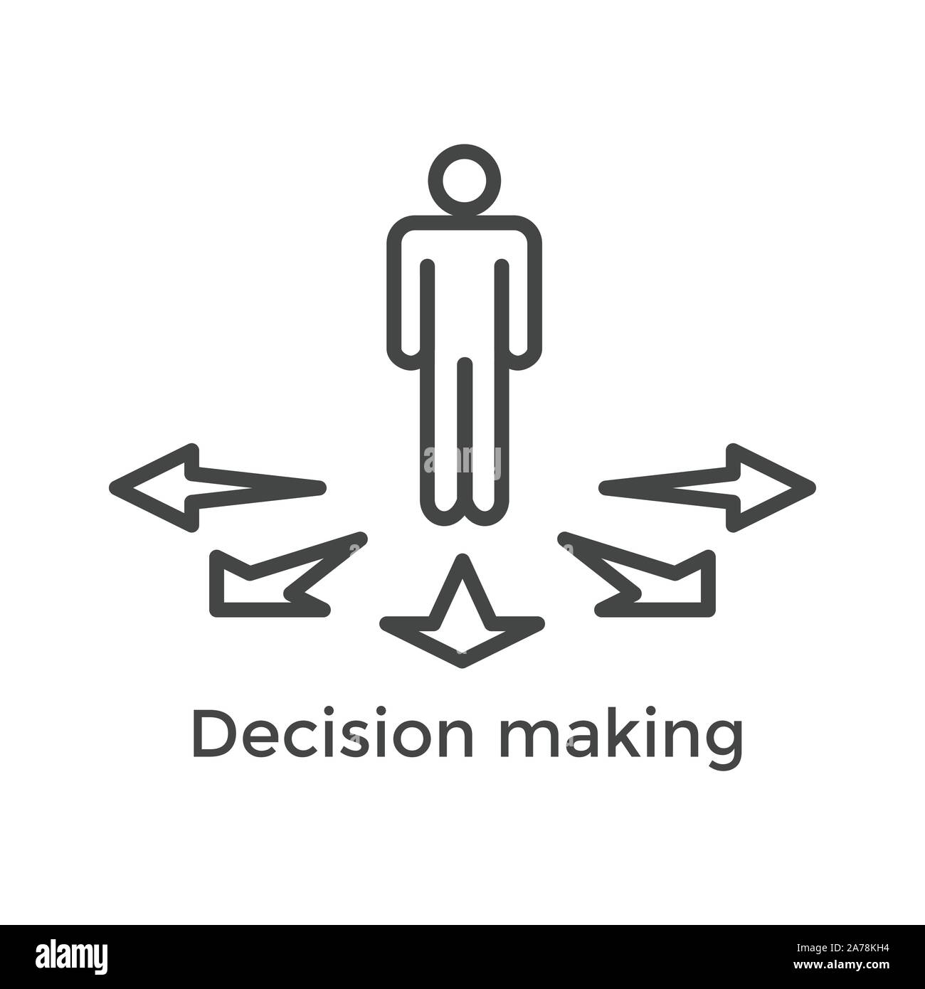 Arrow, directional way sign, with making a decision or choice icon ...