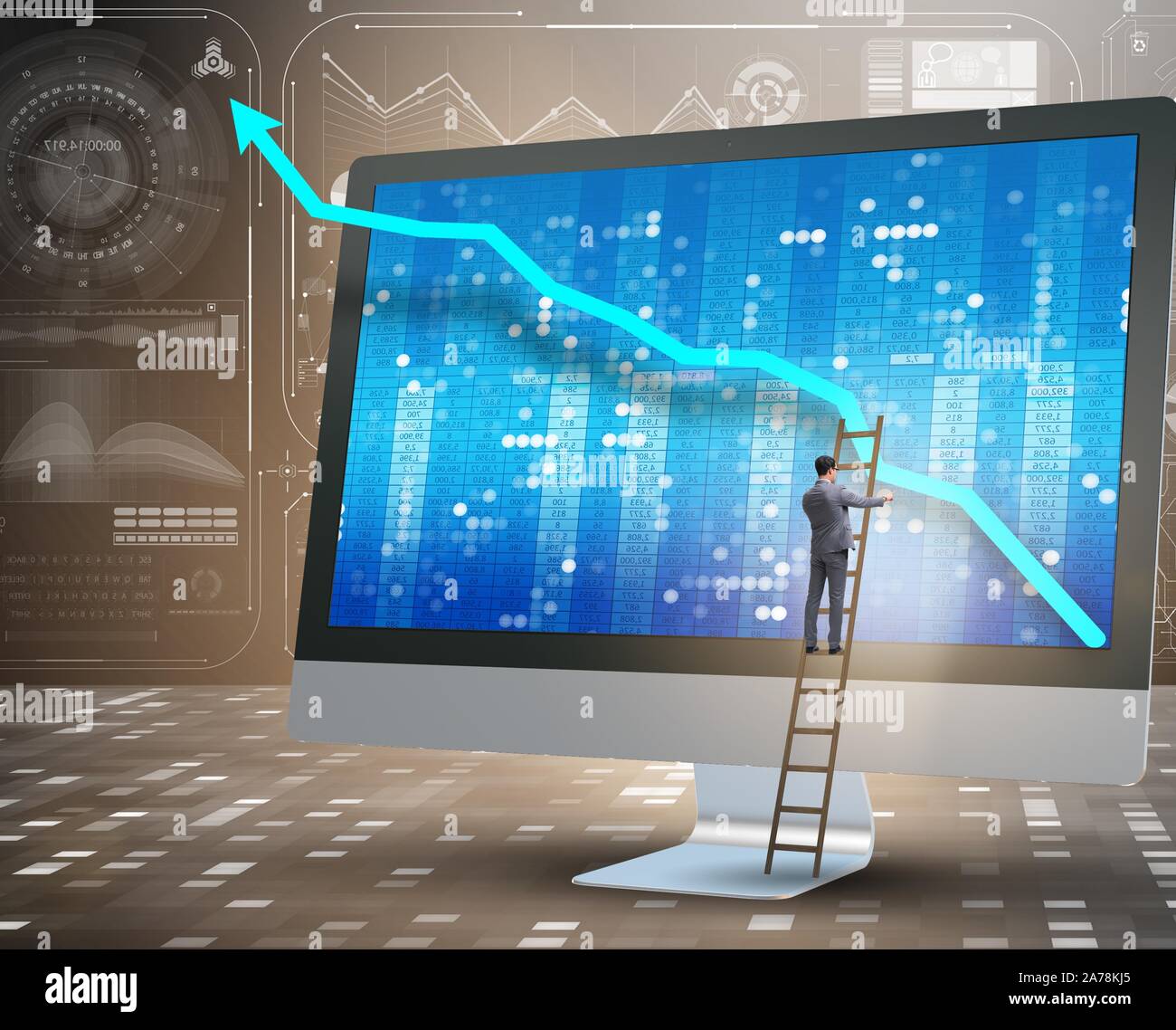 The businessman in economic forecasting concept with charts Stock Photo ...