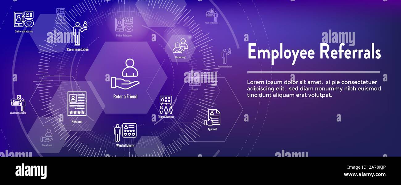 Employee Referrals Icon Set w Web Header Banner Stock Vector Image ...
