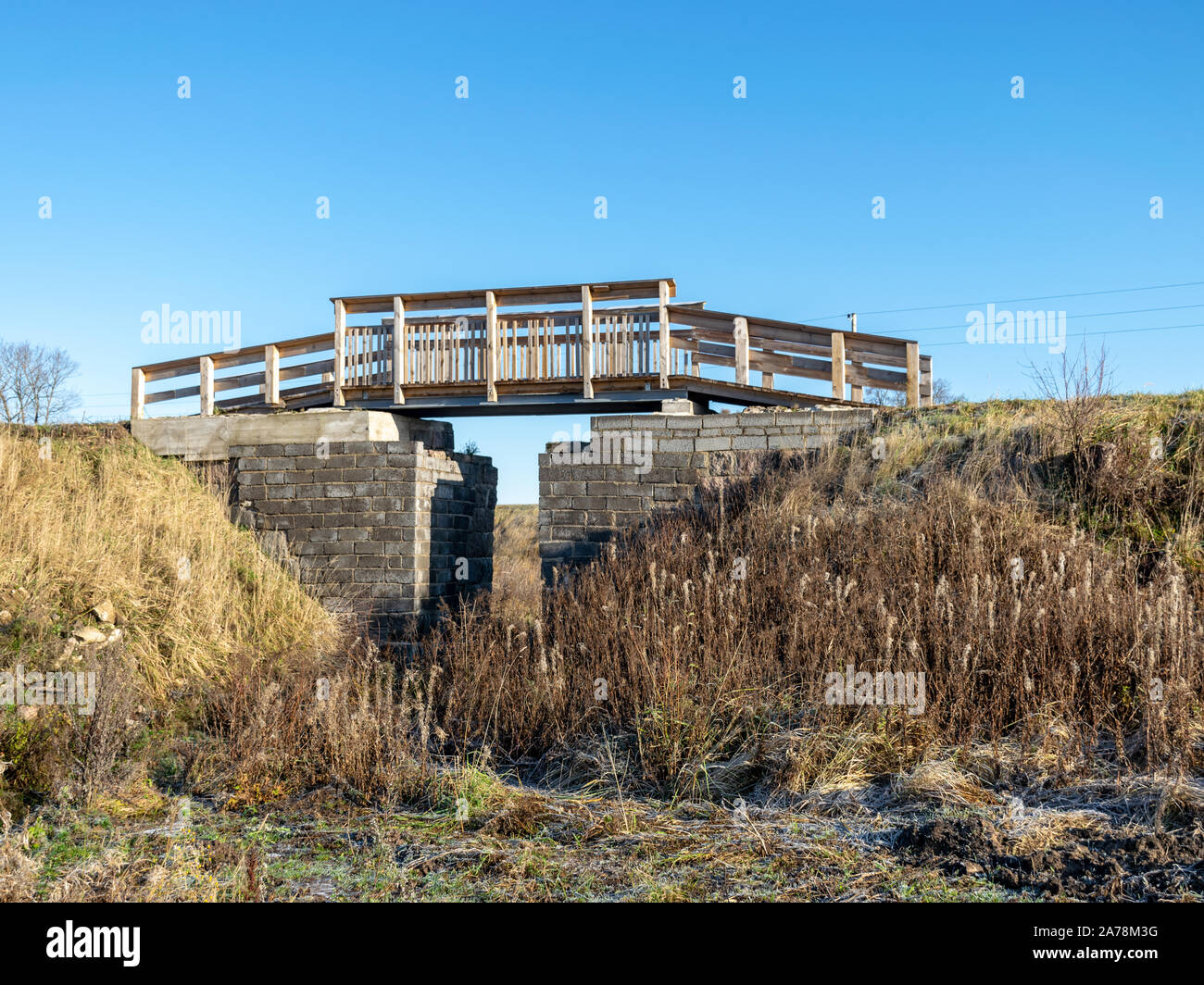 landscape with wooden bridge over the ditch Stock Photo - Alamy